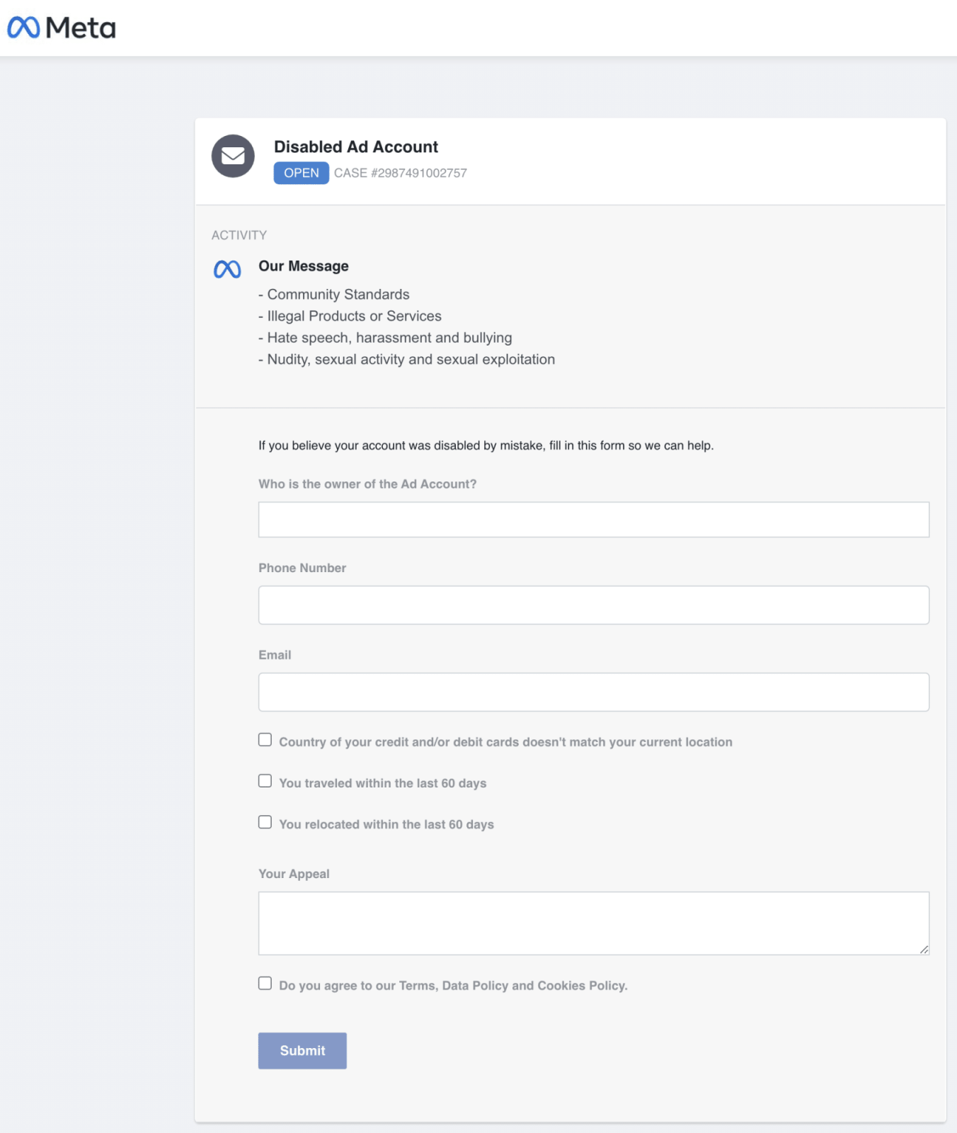 Copyright Violation Notice Scam on Facebook